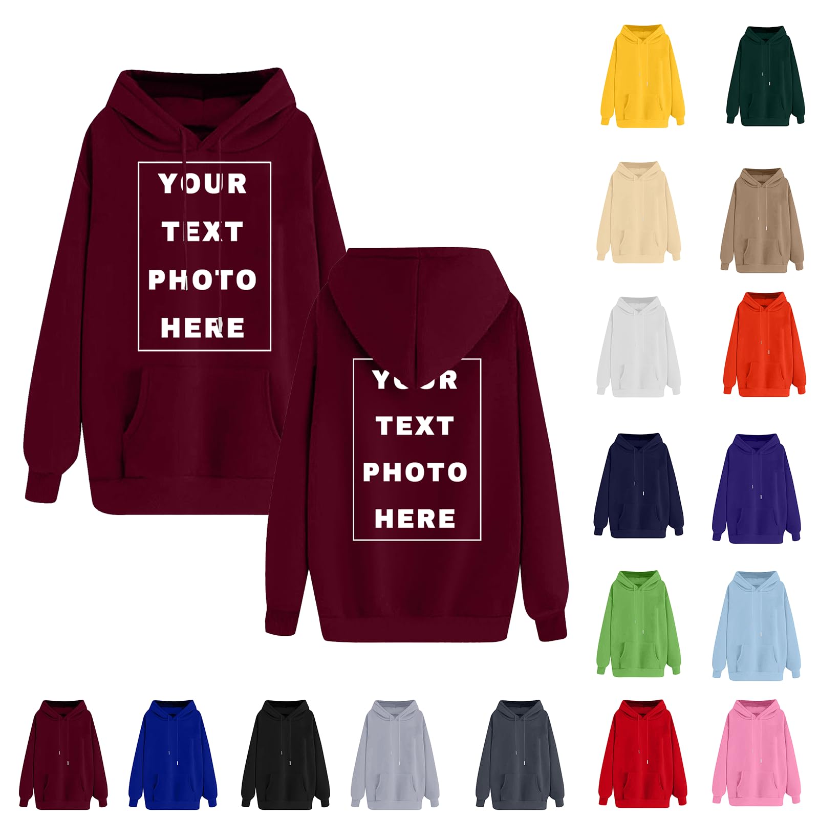 Custom Hoodies with Photo and Text,Design Your Own Hoodies Personalised ...