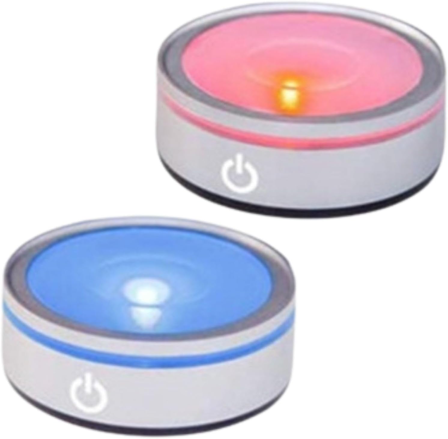 Amazon.co.jp: geneX 光る レインボーコースター 円型 led 台座 照明 ディスプレイ 置物 クリスタル 2個セット オブジェ フィギュア クリスタルボール 飾り ...