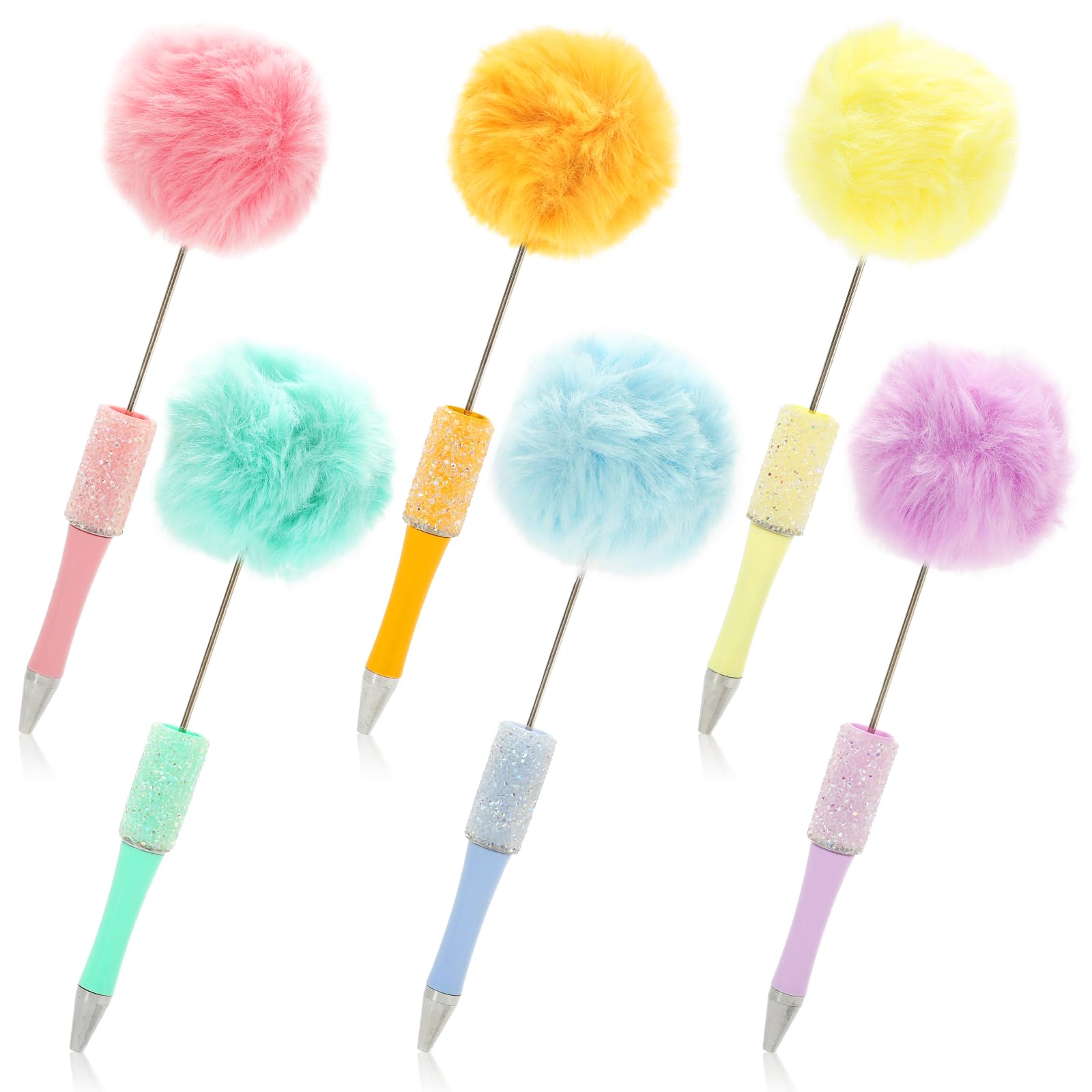 Amazon.com : JarThenaAMCS 6Pcs Pompom Rhinestone Beadable Pen 6 Pastel ...