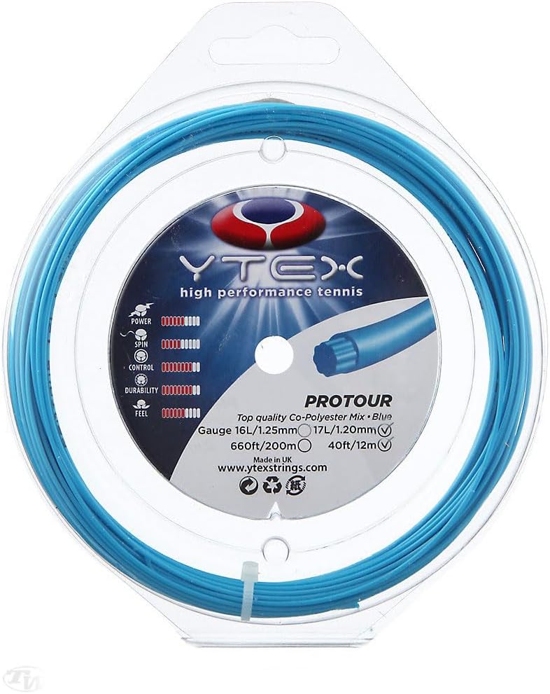 Amazon.com : YTEX Protour Blue Tennis Racquet String (16L Gauge, 1.25mm ...