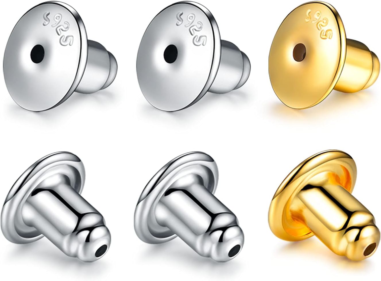 Amazon.com: 2-Pairs Locking Earring Backs Replacements - 14K Gold ...