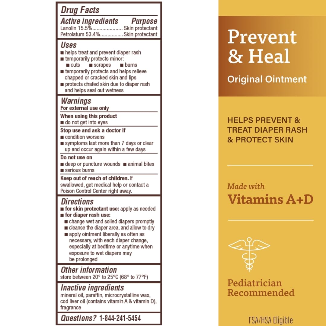 Buy A+D Original Diaper Rash Ointment, Baby Skin Protectant with ...