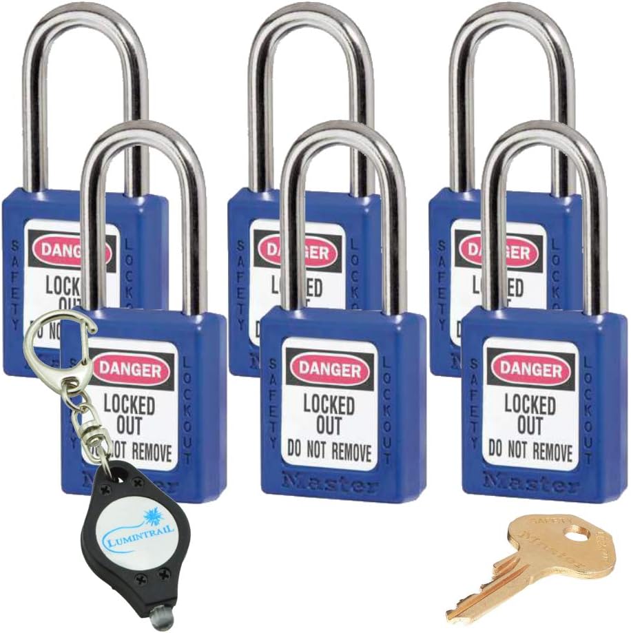 Master Lock Blue Zenex Thermoplastic Safety Padlock - 410BLU (6 Pack ...