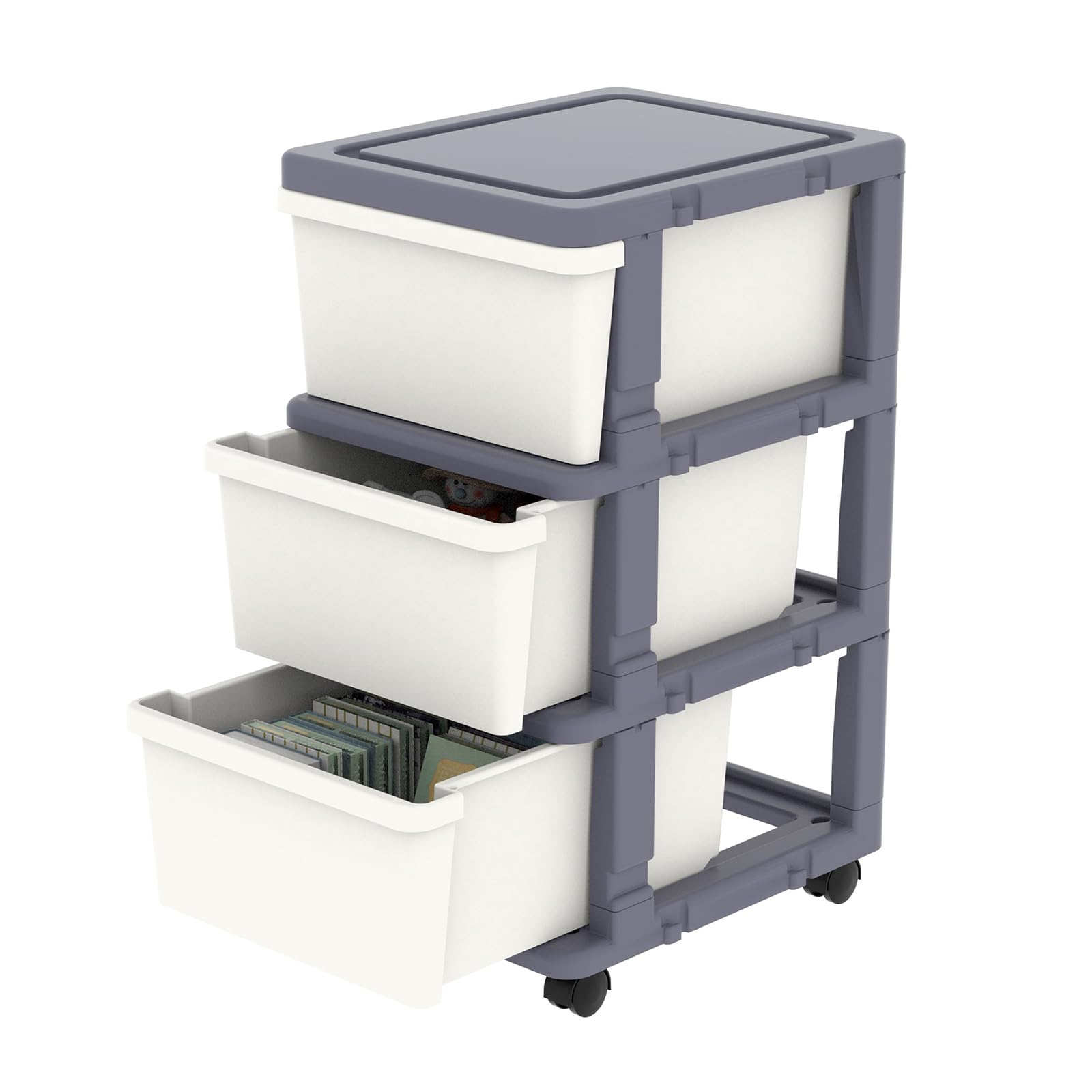 Cetomo Plastic Storage Drawers Unit, Storage Drawer on Locking Wheels ...