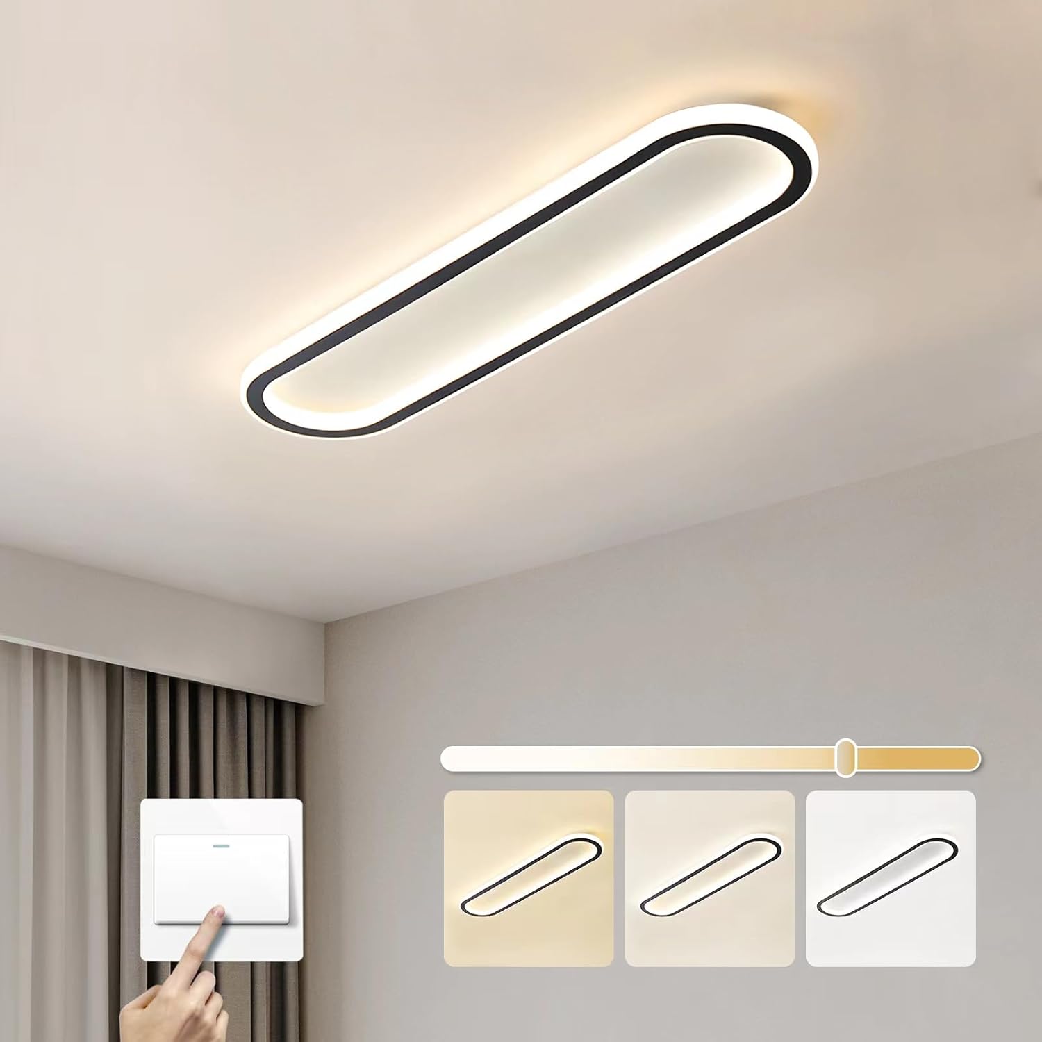 YATAI Modern LED Ceiling Light,Remote control 48W Oval Flush Mount ...