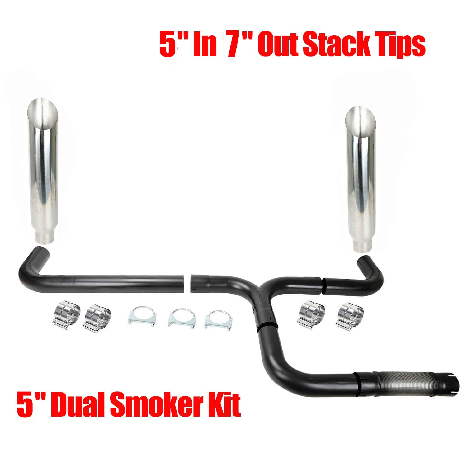 Buy LucaSng Universal 5" Turbo Dual Smoker Diesel Exhaust Stack T Pipe ...