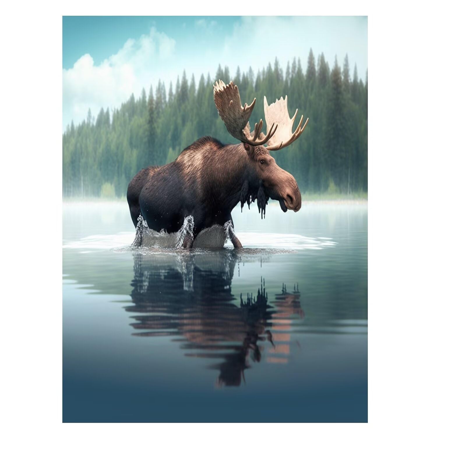Amazon.com: Diamond Painting Kit Water Moose, Diamond Painting for ...