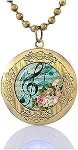 Amazon.com: music note Locket necklace jewelry vintage Locket necklace ...