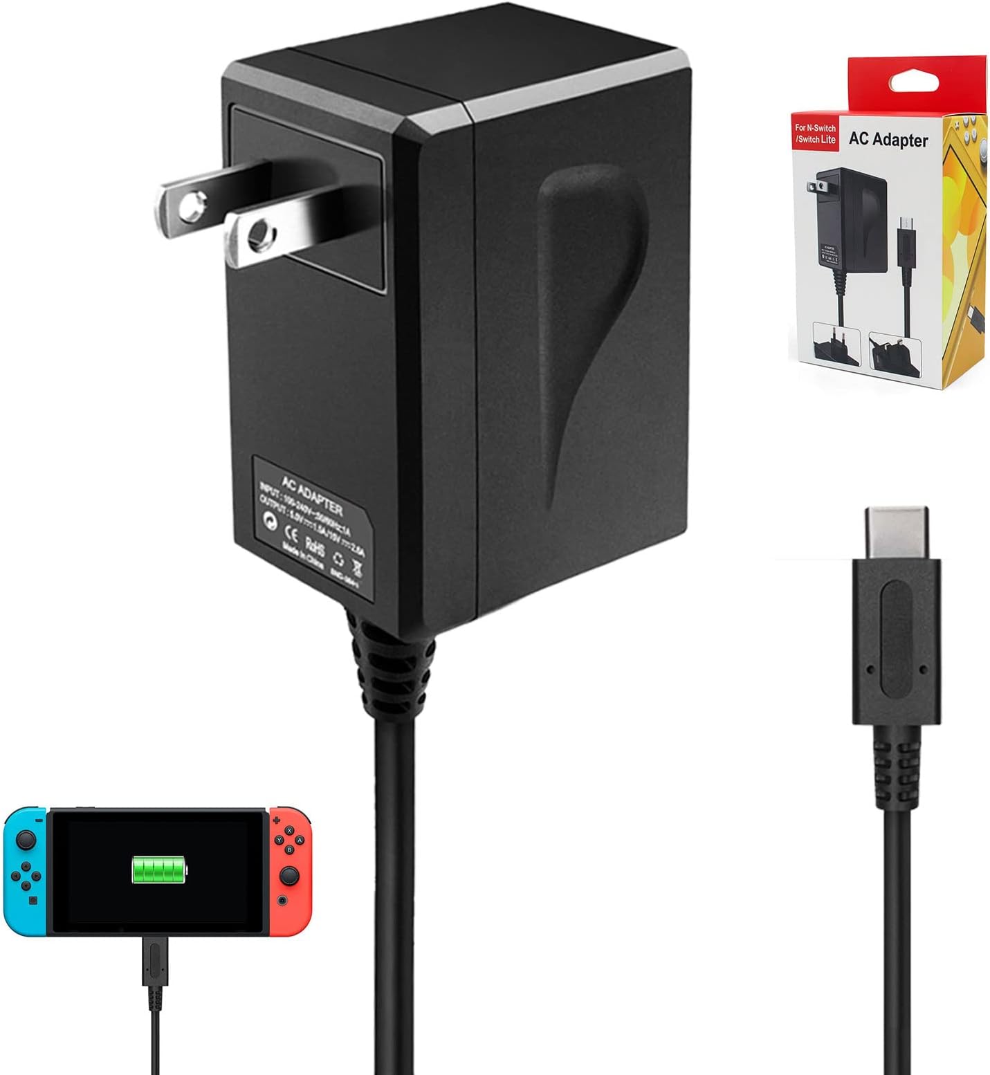 Amazon.com: Charger for Switch,Charger for N-Switch AC Adapter,Charger ...