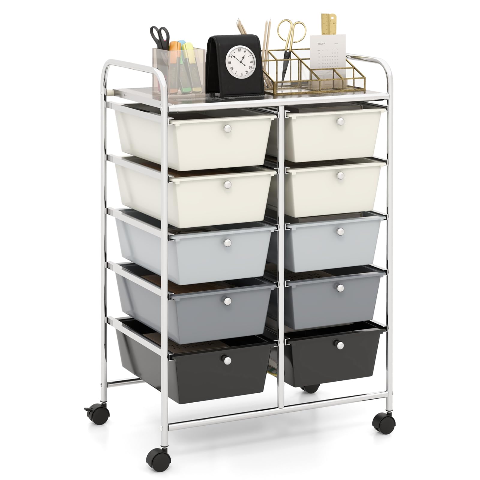 Amazon.com: HAPPYGRILL 10-Drawer Rolling Storage Cart, Storage ...