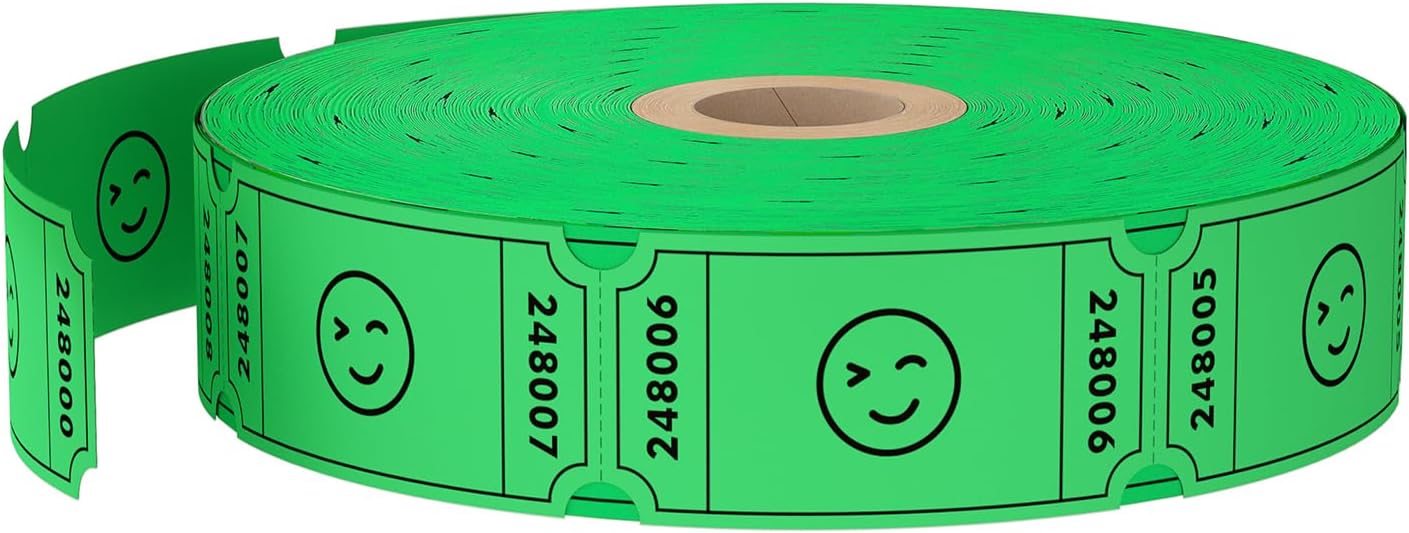 Amazon.com: Methdic 1000 Smile Raffle Tickets Green, Single Roll ...