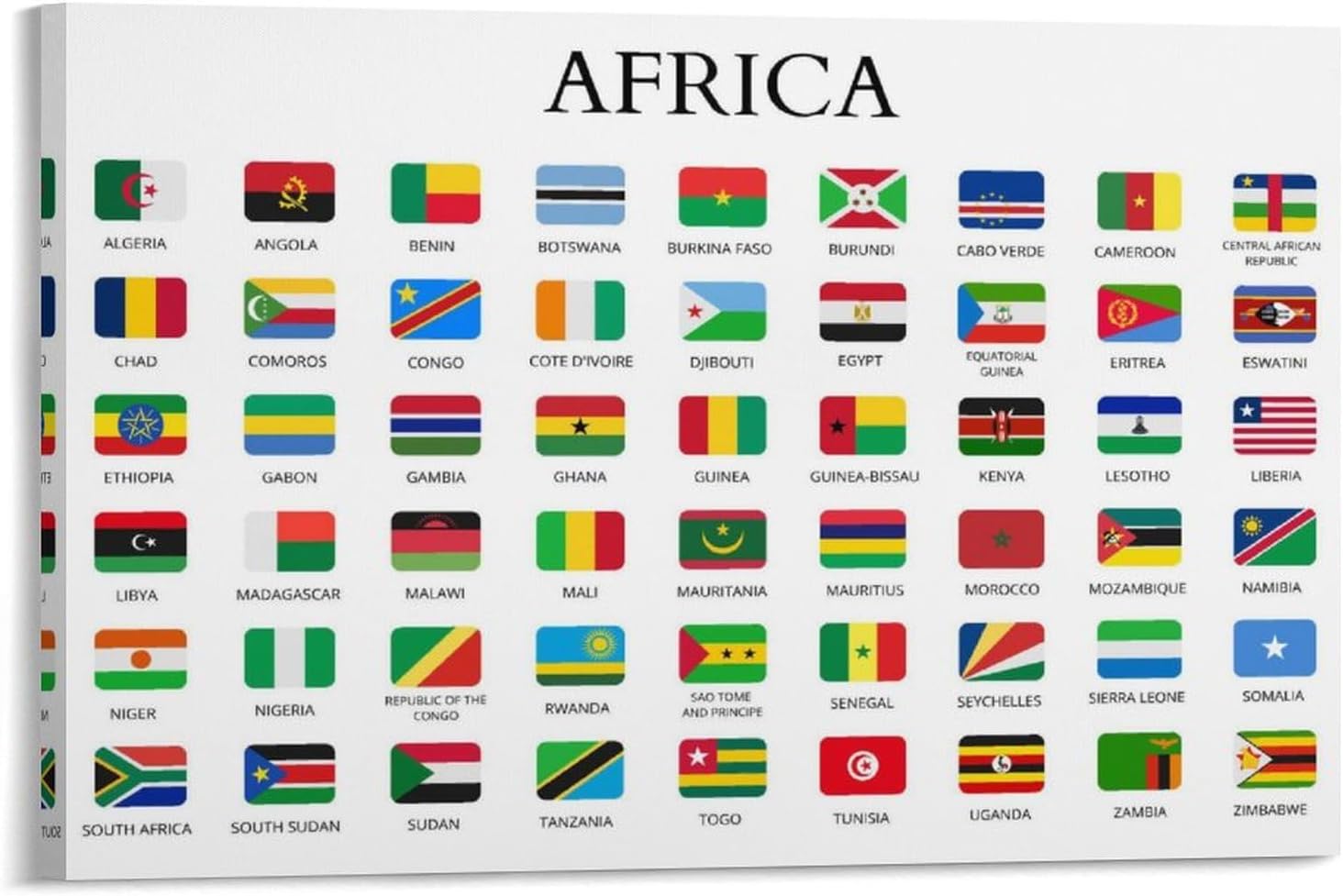 Amazon.com: African Countries Flags And Names, Learning Chart ...