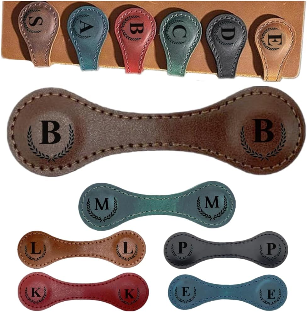 Amazon.com: Personalized Magnetic Leather Bookmark - 26 Letters ...