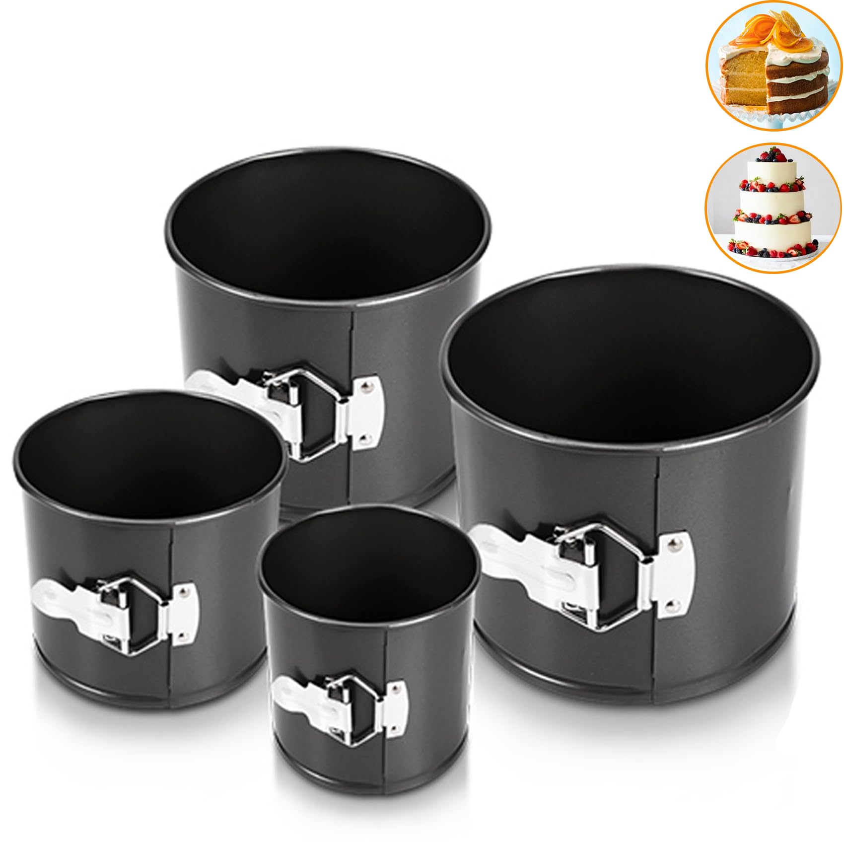 Amazon.com: MJFUNTXY 4Pcs Springform Pans,Non-stick Cake Pan Bakeware ...