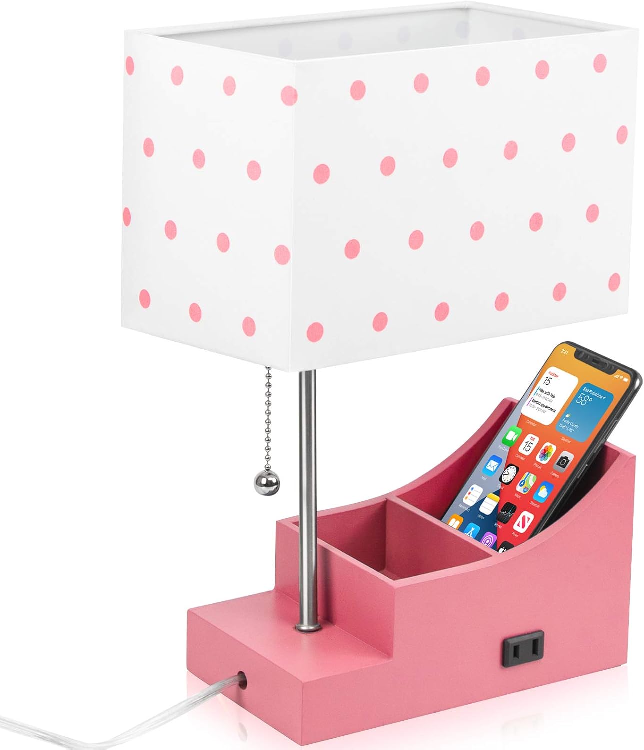 KAYBELE Kids Lamp for Bedrooms, Bedside Table Lamp with AC Outlet, Pink ...