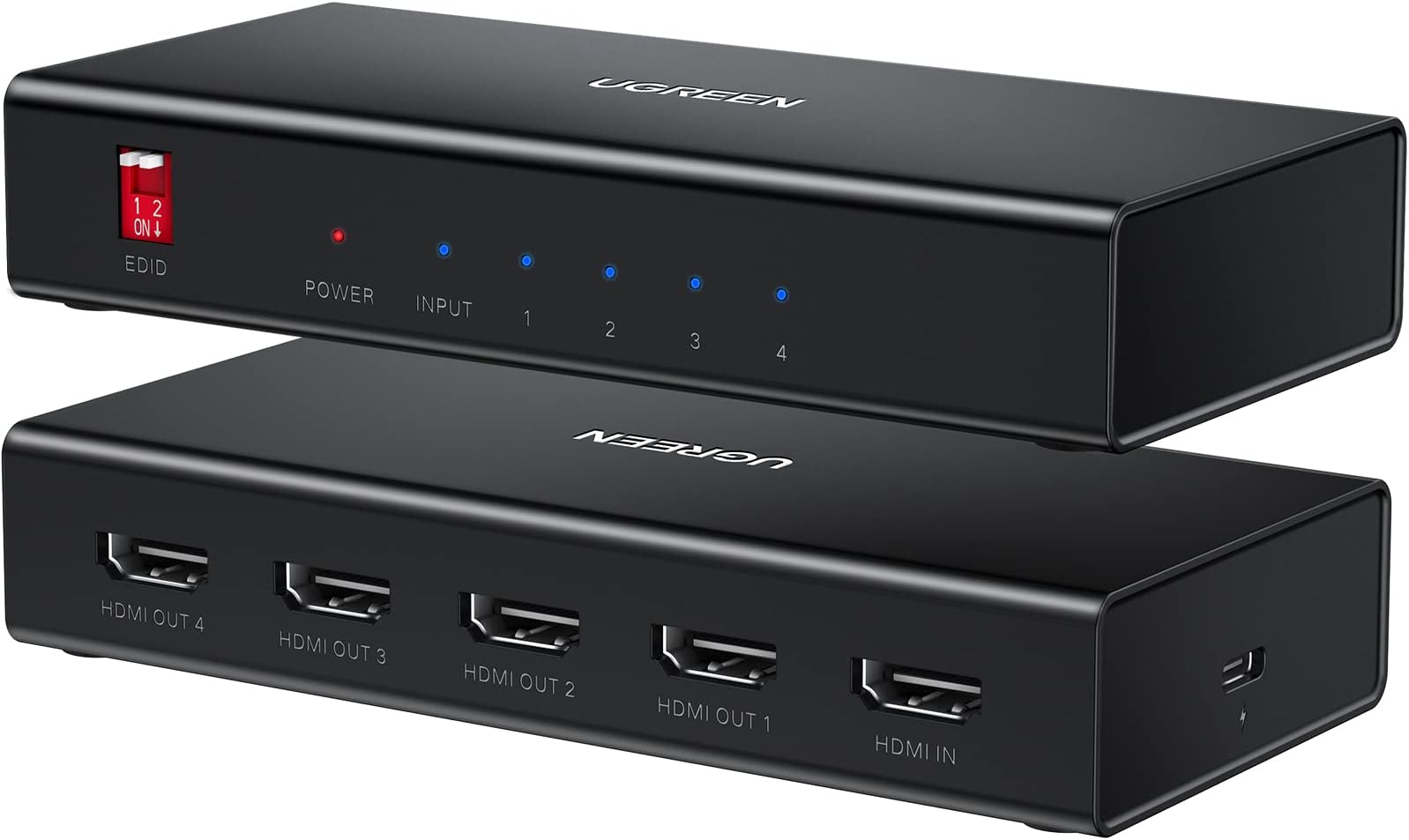 1x4 HDMI Splitter, 1 in 4 Out HDMI Splitter Audio Video Distributor Box ...