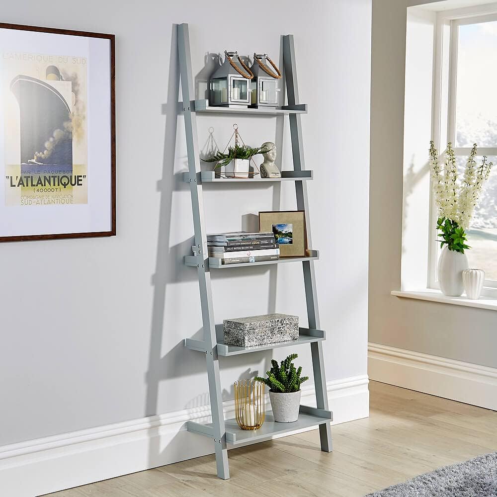 Home Source Ladder Bookcase Shelving Unit Display Ornament Stand Shelf ...