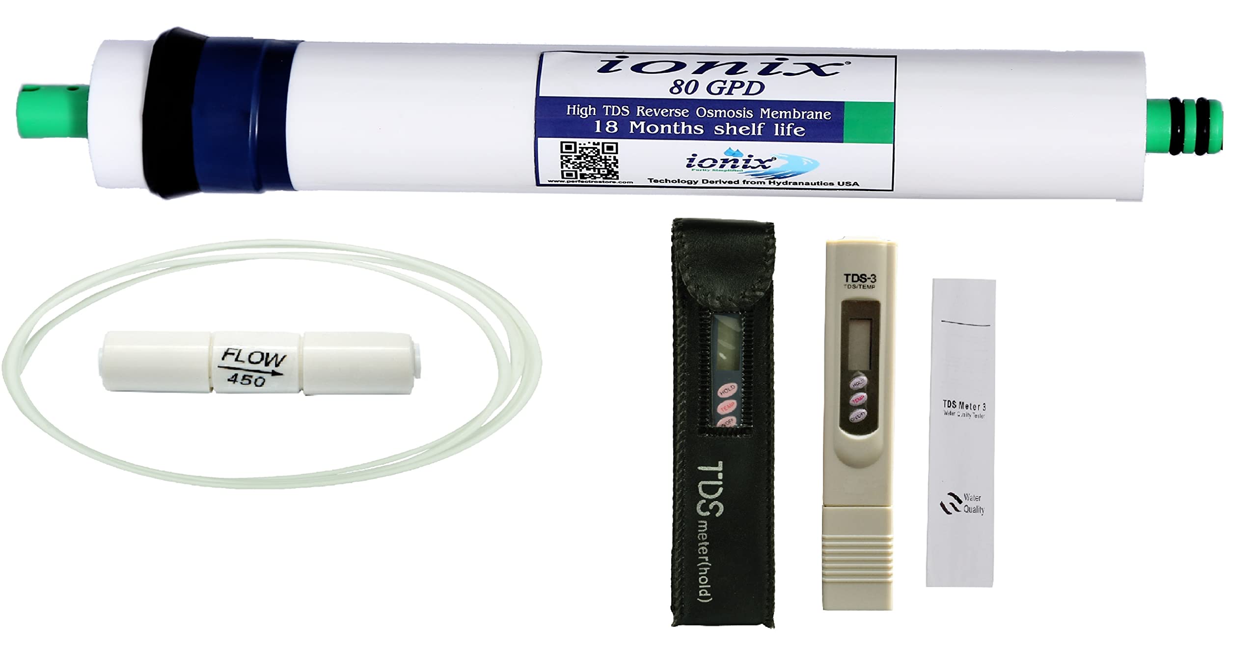IONIX IONIX 80 GPD RO Membrane with TDS Meter Combo, FR & Pipe Combo ...
