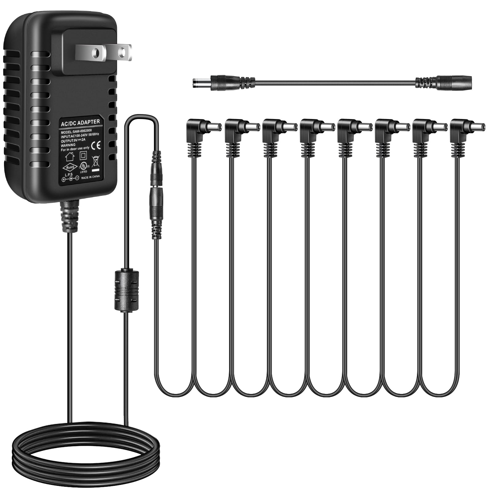 Amazon.com: Pigtone Guitar Pedal Power Supply Adapter 9V DC 2A [2000ma ...