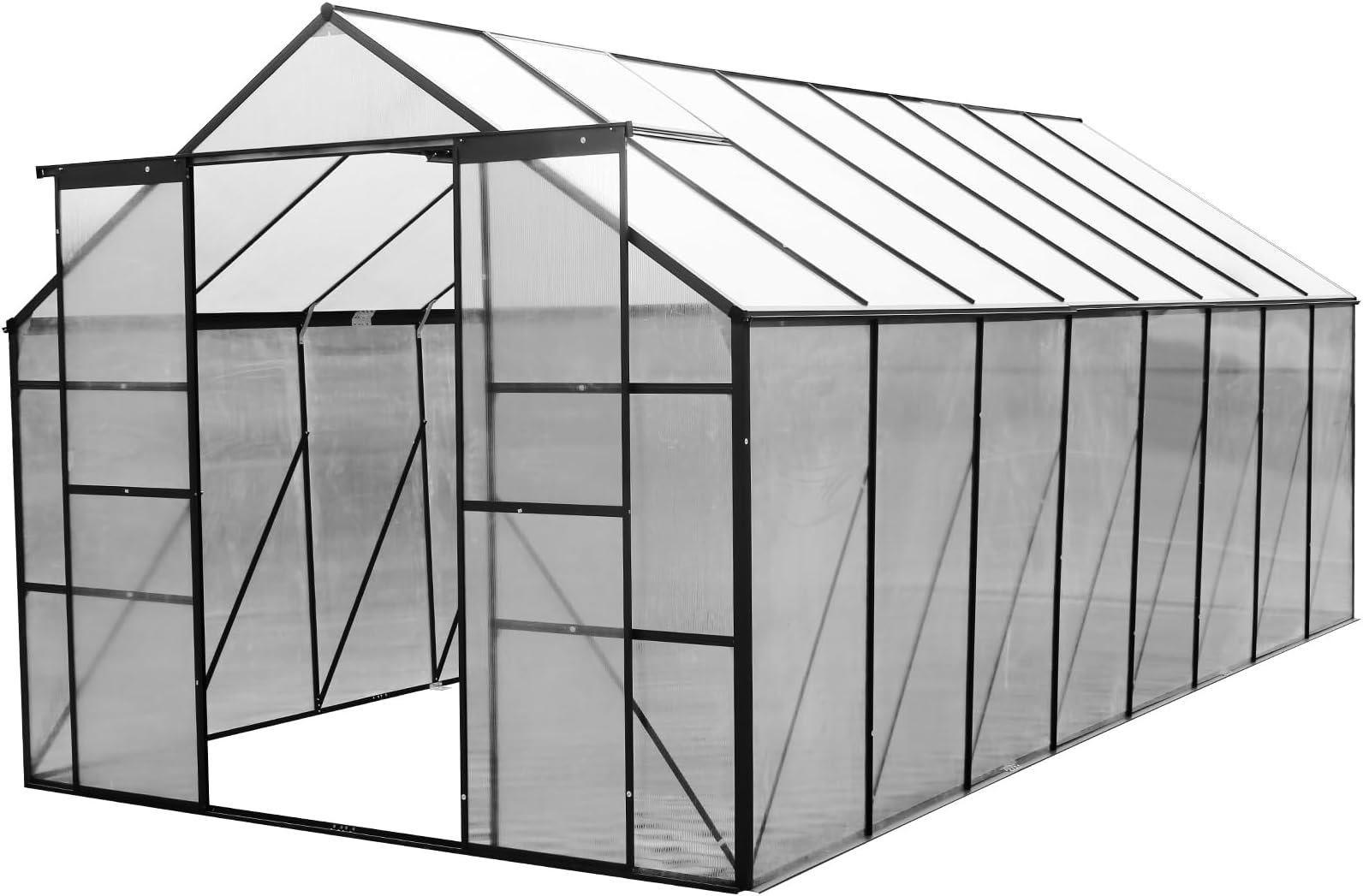 Amazon.com : Zstar 16x8 FT Polycarbonate Greenhouses with Sliding Door ...