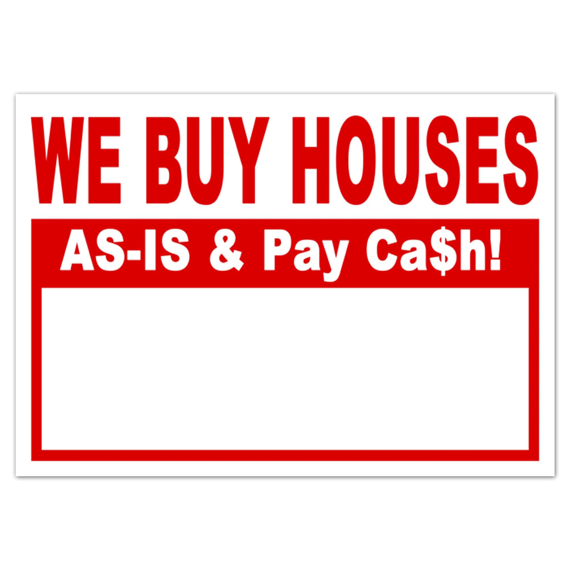 Amazon.com: Signs 'R Us - 100qty Red Bundle - WE BUY HOUSES - AS-IS ...
