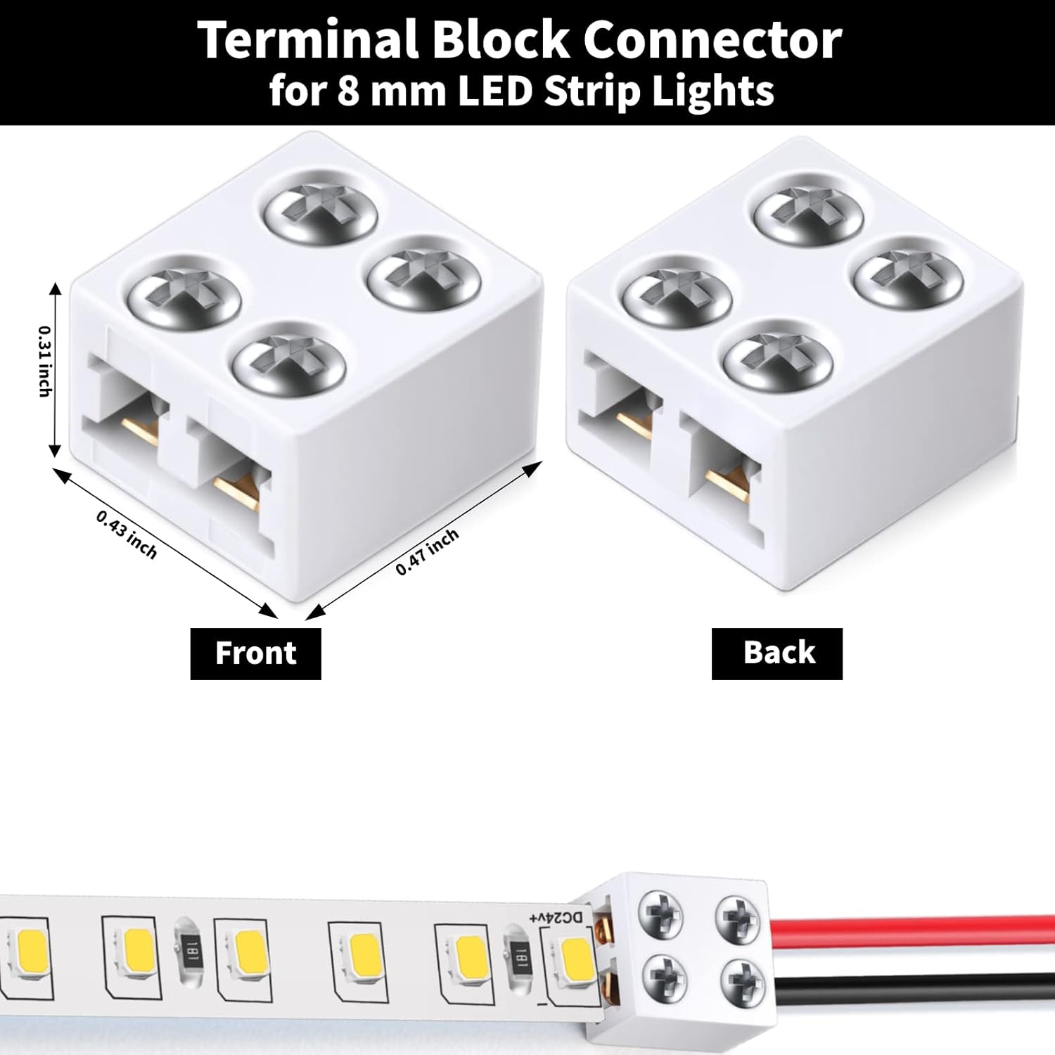 Conector de luz LED sin soldadura de 2 pines bloques de terminales ...