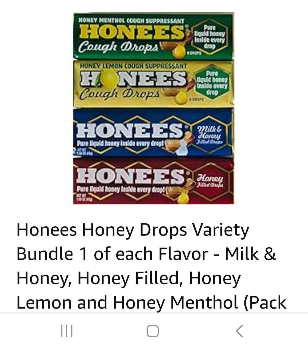 Amazon.com : Honees Honey Drops Variety Bundle 1 of each Flavor - Milk ...