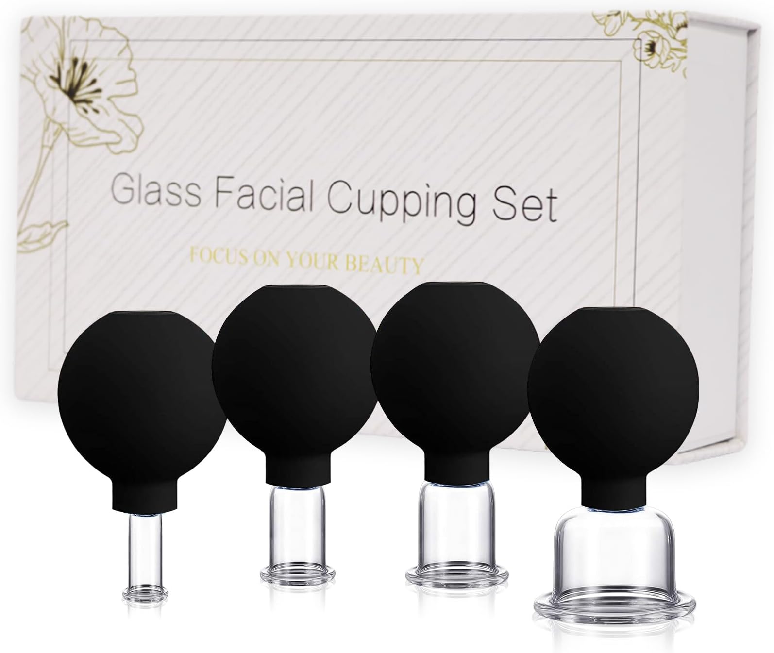 Amazon.com: 4 Pieces Glass Cupping Set Glass Silicone Cupping Cups ...