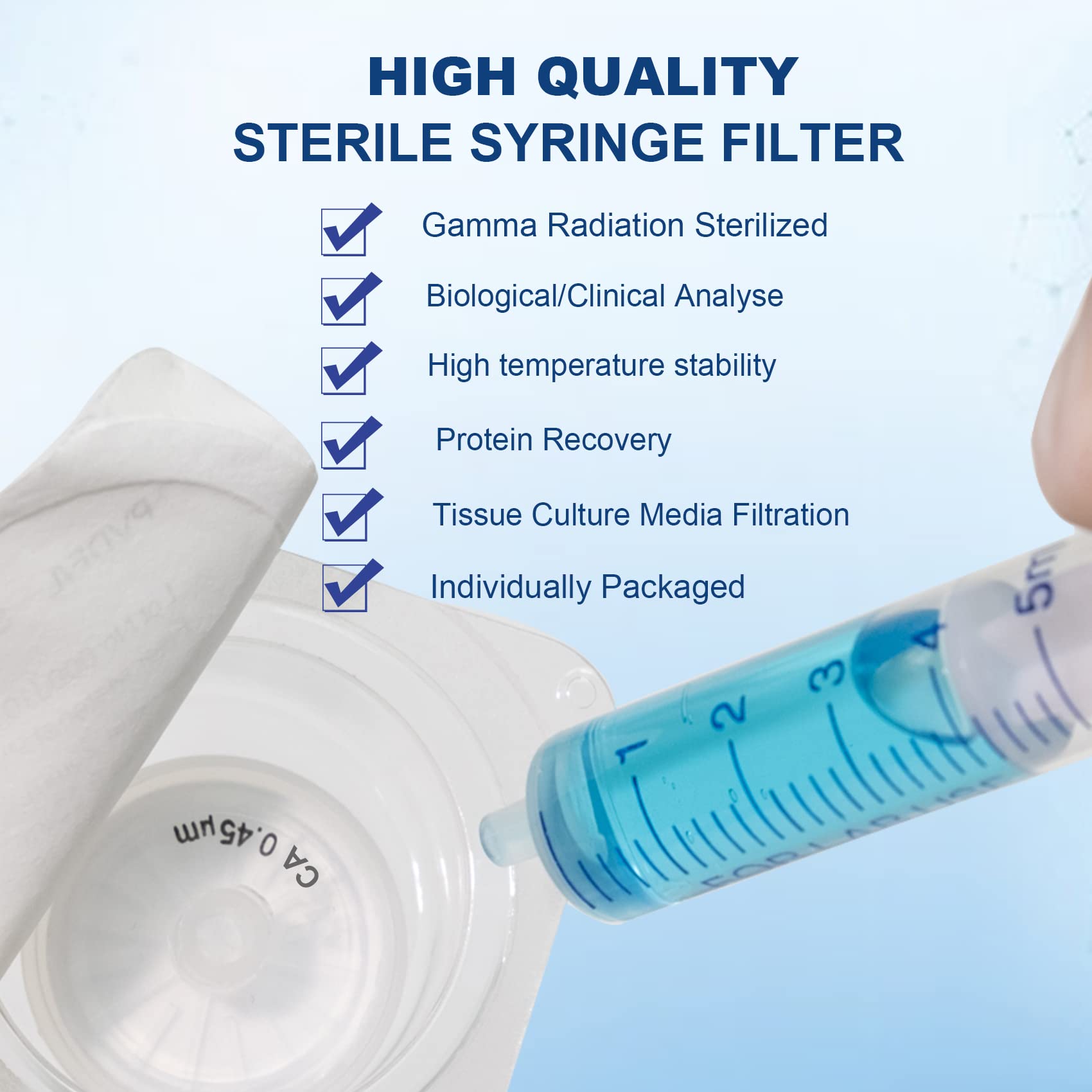 Snapklik.com : Labfil 20 Pack Sterile Syringe Filter CA Membrane 0.22 ...