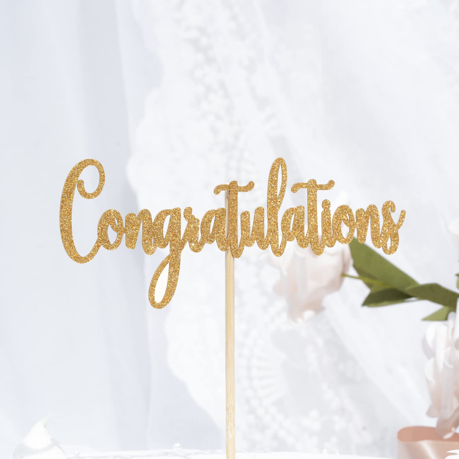 Snapklik.com : Gold Glitter Congratulations Cake Topper - Congrats Cake ...