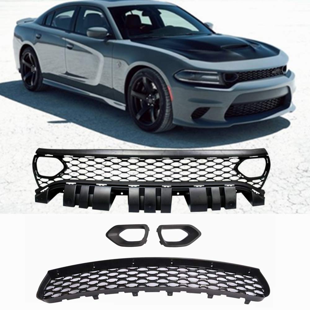 Buy MYEEBOO Upper Lower Grille Bezels Kit Replacement For Dodge Charger ...