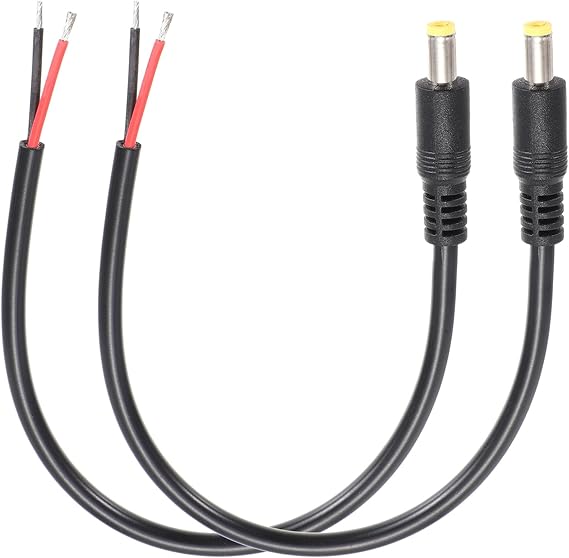 sourcing map 2pcs DC Power Pigtails Cable, 5.5mm x 2.5mm Male Barrel ...