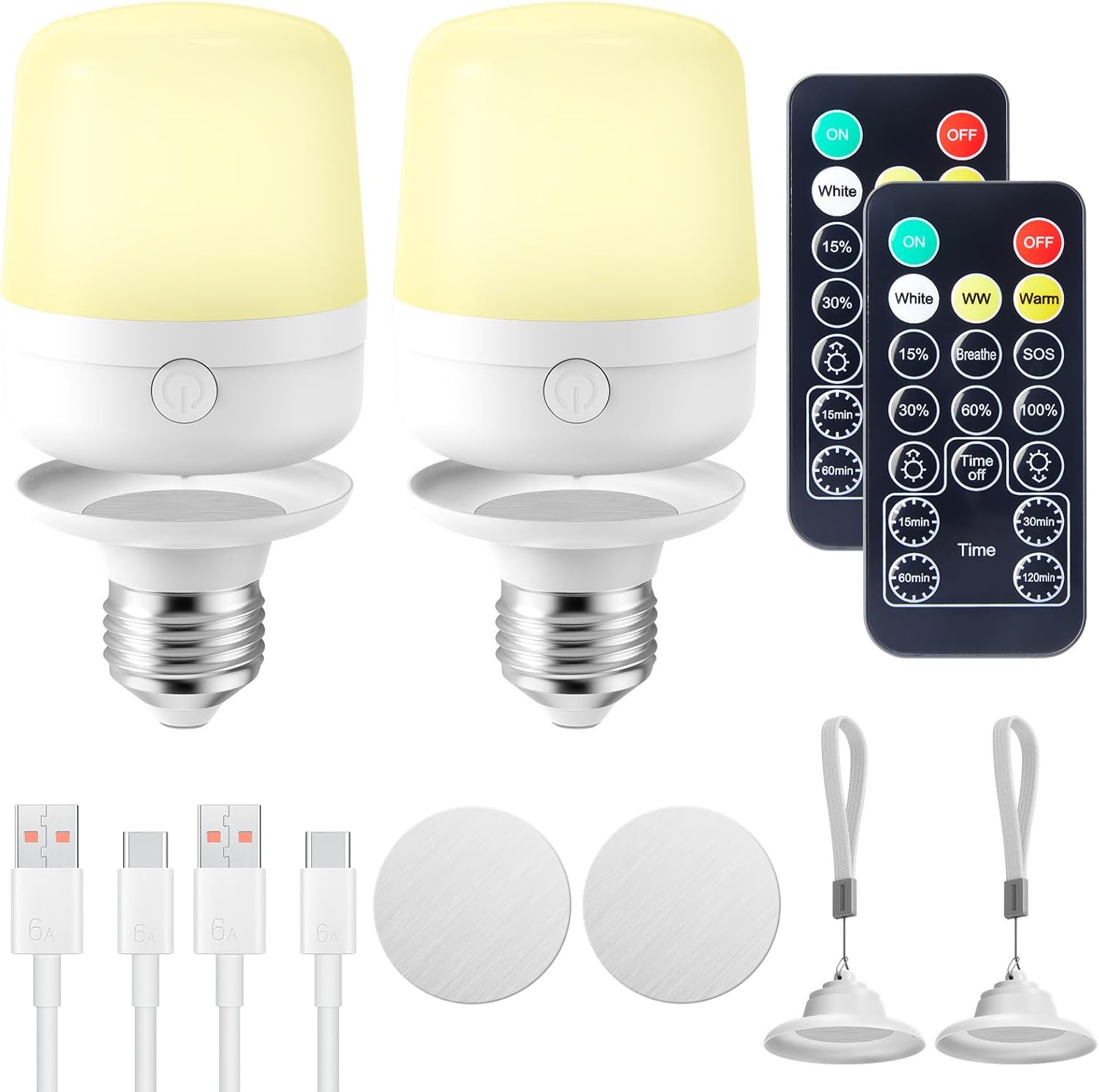 USB Rechargeable Light Bulb with Remote and Timer, Battery Backup Bulb ...