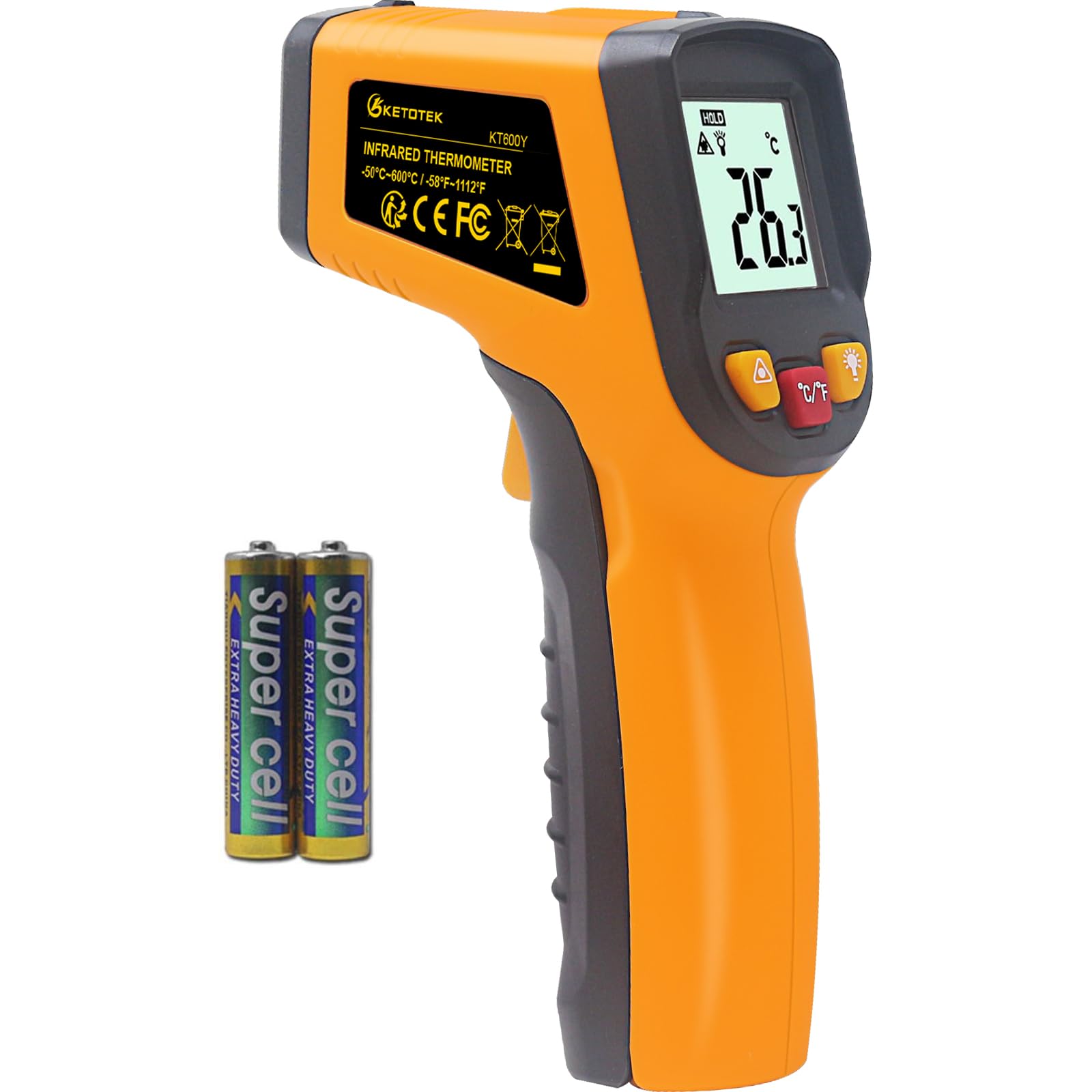 KETOTEK Infrared Thermometer Digital Laser Temperature Gun -58°F to ...