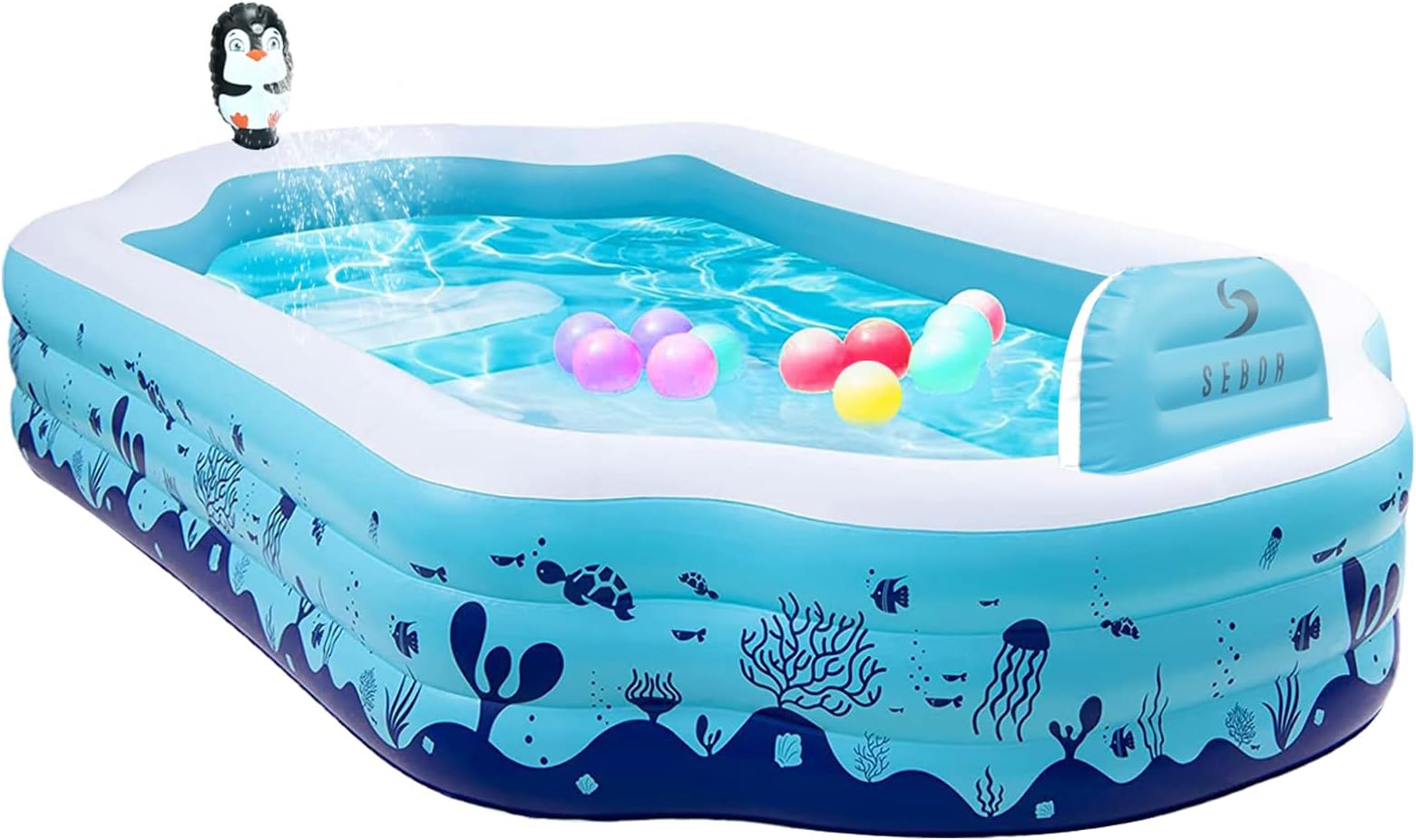 Amazon.com: azamine Extra Large Inflatable Pool for Adults - 130"x 72 ...