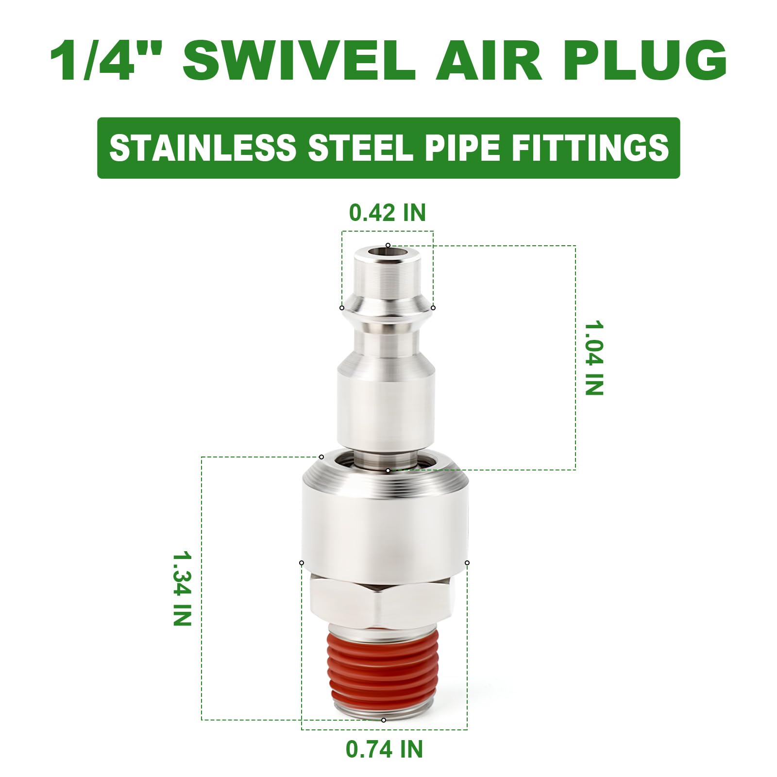 Snapklik.com : 1/4" Swivel Air Plug, 6-Pack Industrial Swivel Coupler ...