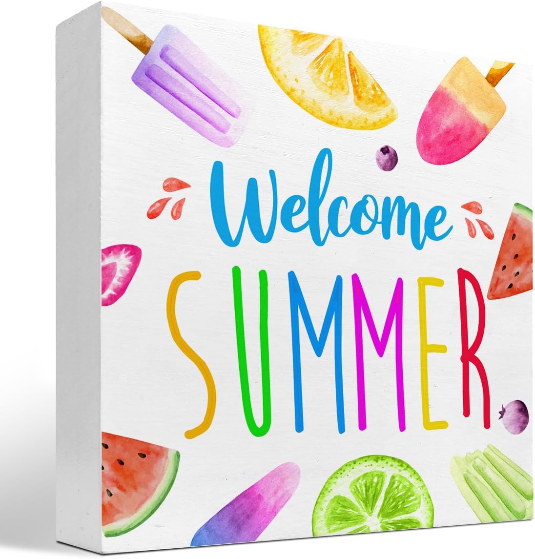 Amazon.com: Summer Wooden Box Sign,Welcome Summer Wooden Block Sign for ...