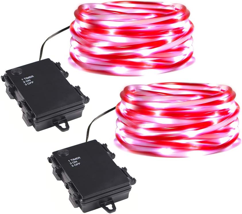 Amazon.com: Rope Lights Battery Powered,ZHONGXIN 16.5ft Red&White Candy ...