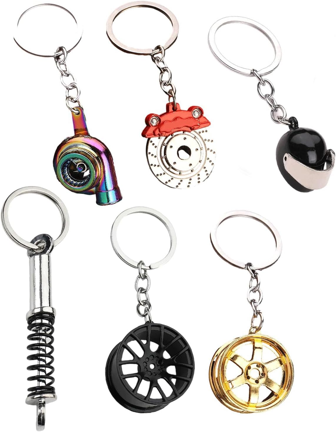 6 Pcs Car Parts Keychain Set,Creative Metal Auto Keychain,Cute Car ...
