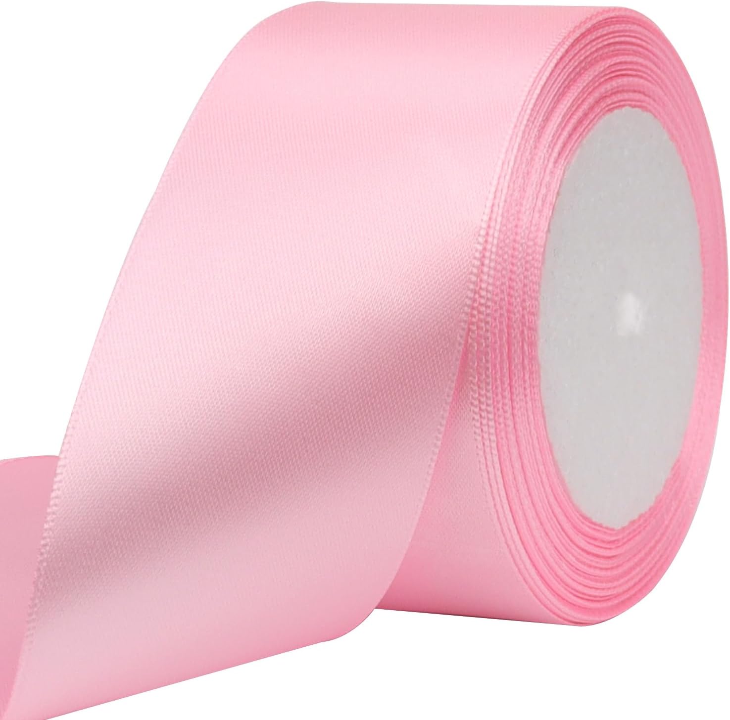 Amazon.com: RIUNBB Pink Solid Satin Ribbon 2 Inch 25 Yards Solid ...