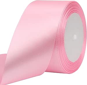 Amazon.com: RIUNBB Pink Solid Satin Ribbon 2 Inch 25 Yards Solid ...