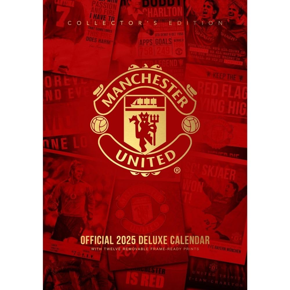 2025 Calendar Manchester United FC Month to View A3 Football Deluxe ...