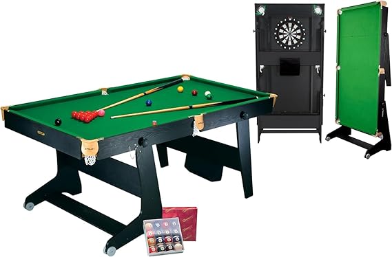 Riley 6ft, 3-in-1 Folding Snooker & Pool Multi Games Table - With Soft ...
