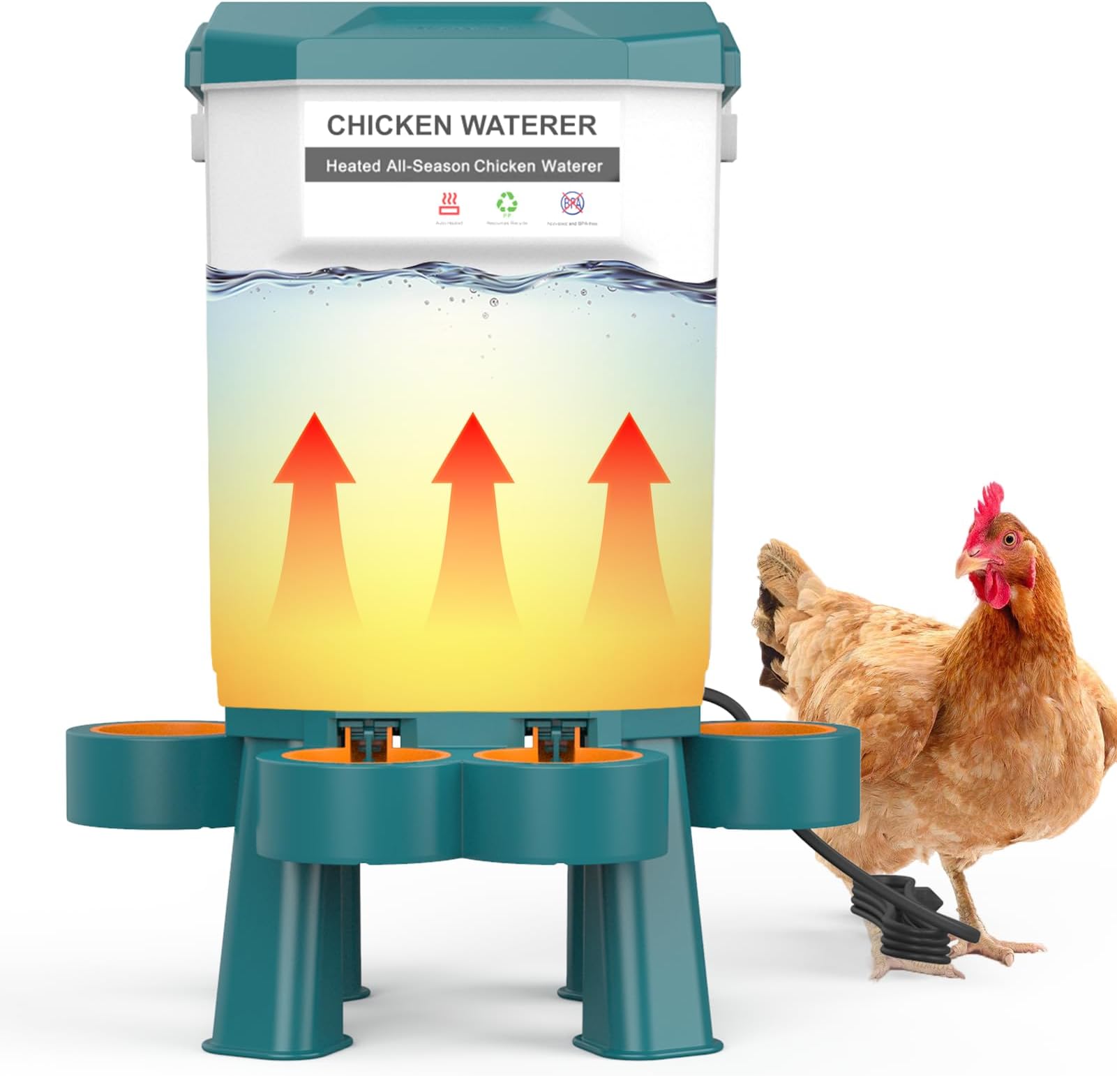 Amazon.com: Hanging Heated Chicken Waterer, Plastic Chicken Water ...