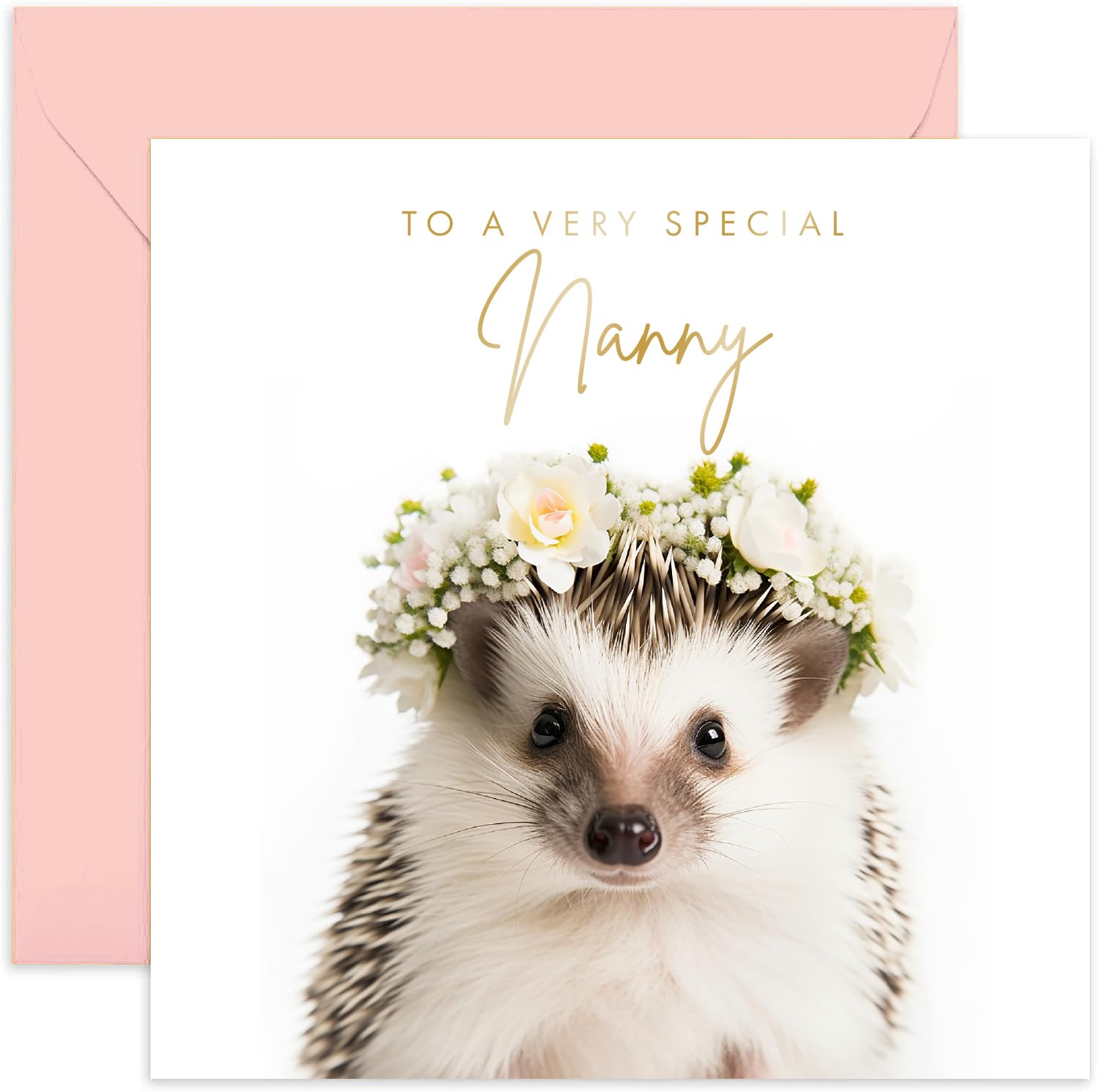 Old English Co. Hedgehog Very Special Nanny Card - Hedgehog Floral Cute ...