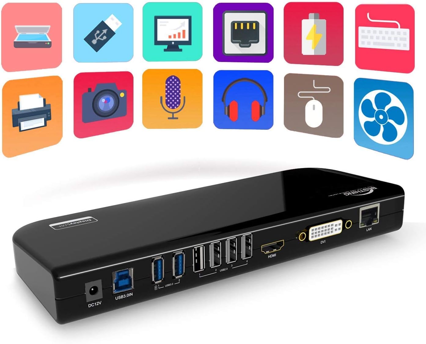 Amazon.com: USB 3.0 Universal Docking Station, Dual Video Monitor ...