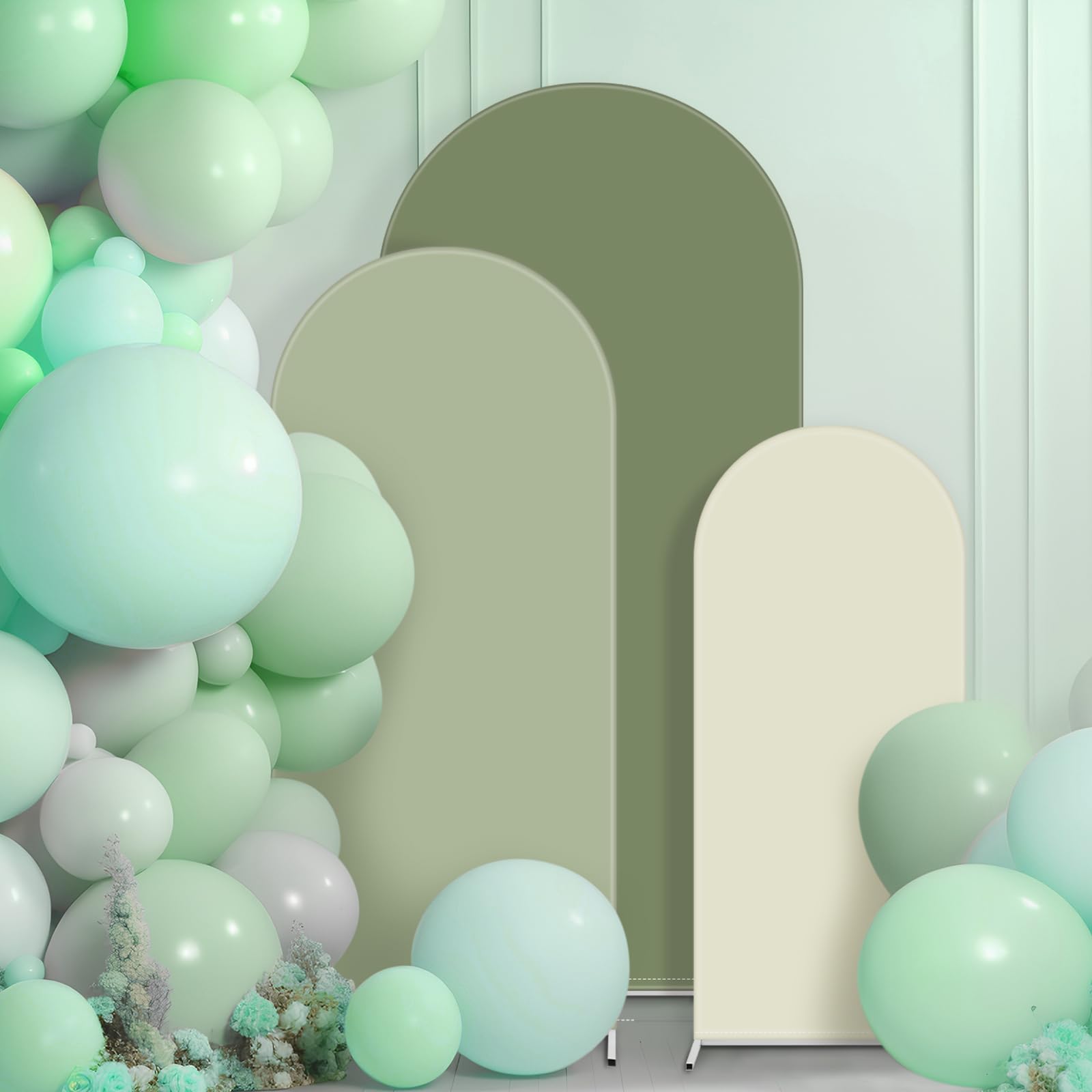 VitalCozy Set of 3 Wedding Arch Cover 4/5/6ft Fabric Arch Backdrop ...