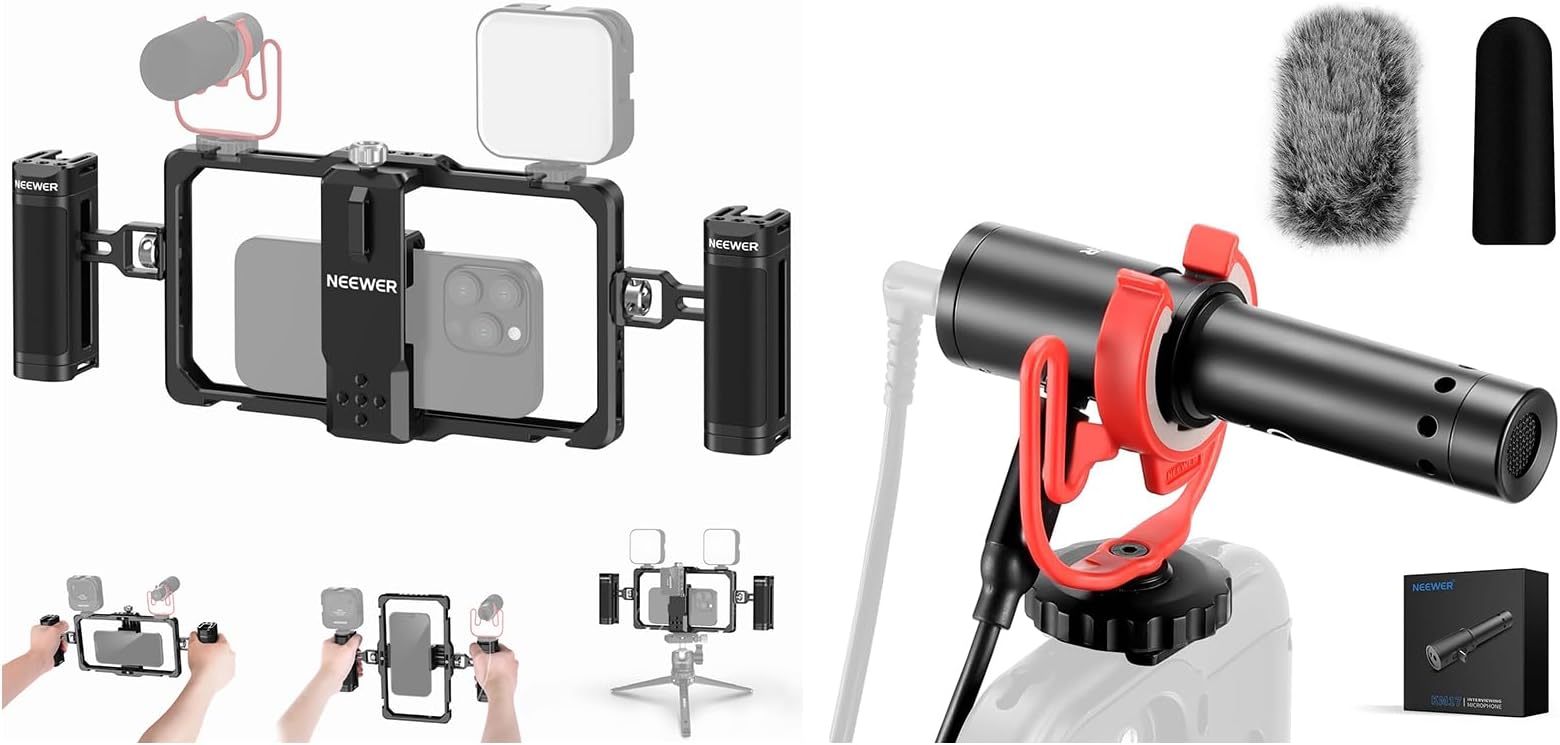 Amazon.com: NEEWER Upgraded Phone Rig Vlogging Kit, Video Stabilizer ...
