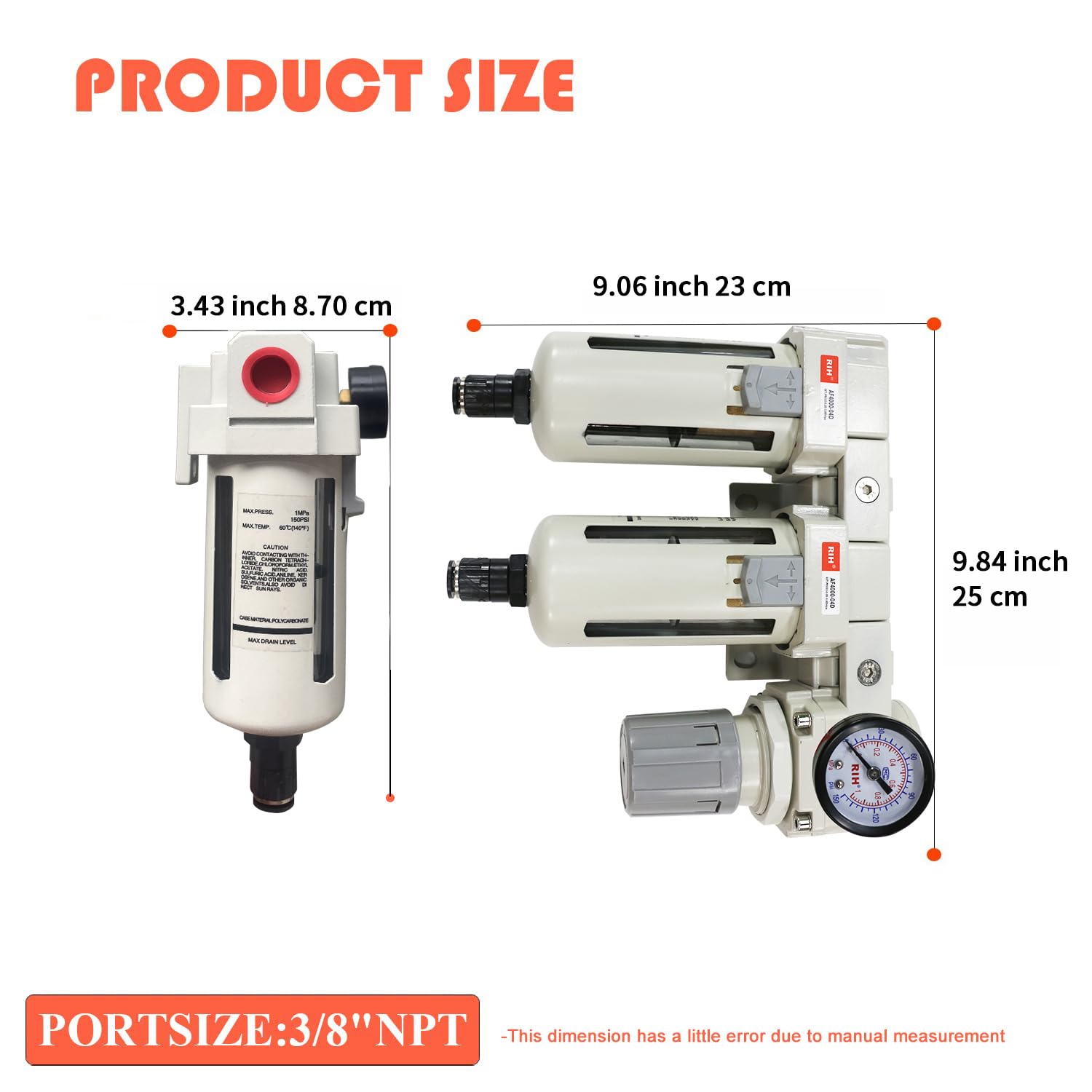 Snapklik.com : RIH Pneumatics 1/2 NPT Auto Drain Compressed Air Double ...