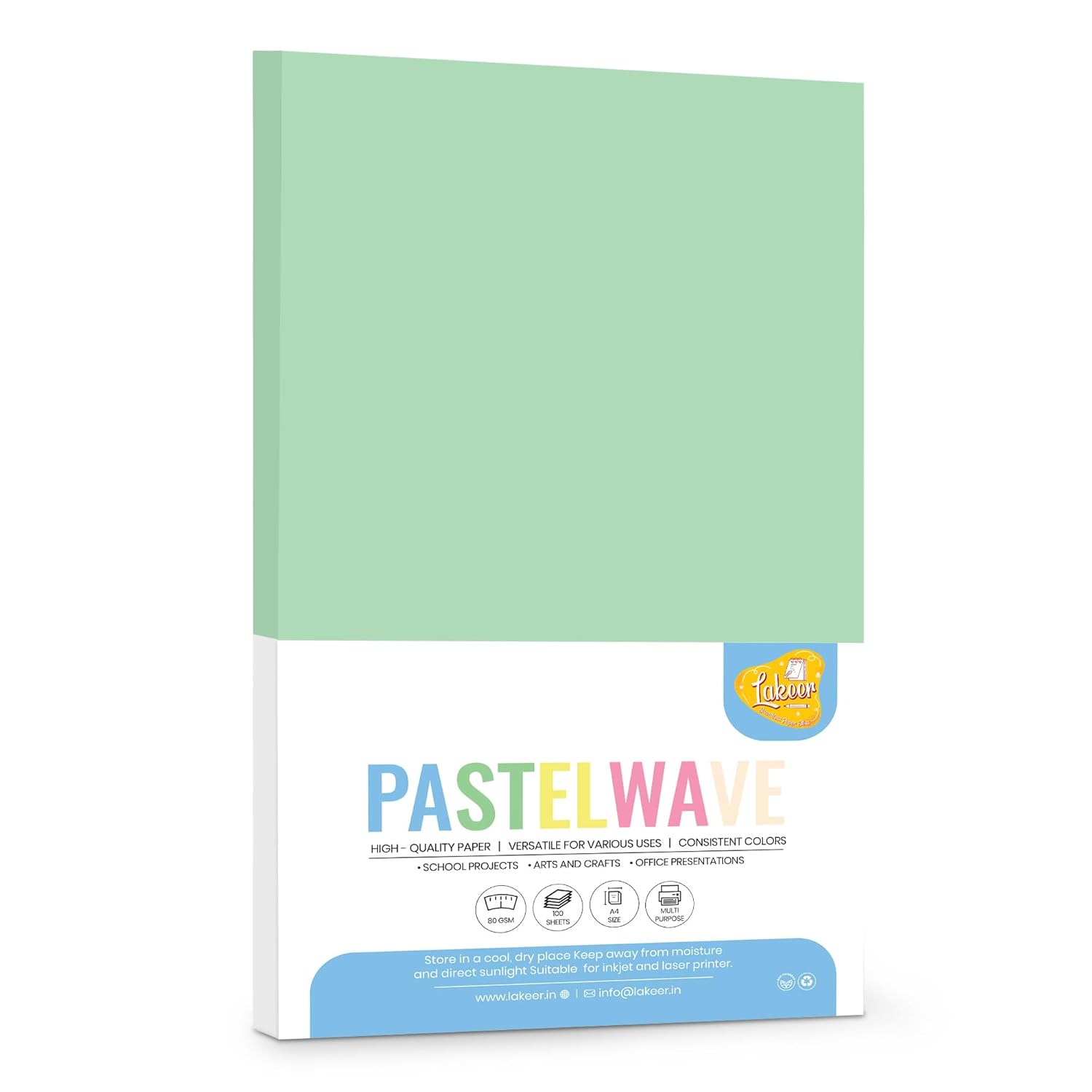 Lakeer A4 Pastel Color Paper- Pastel Green Colour, Pack of 100 Sheets ...